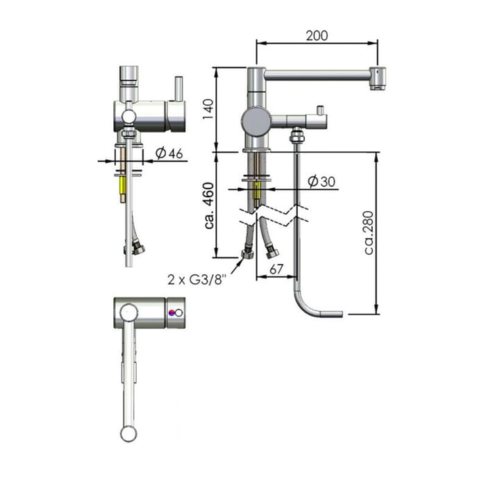 Water armature - Single lever mixer tap "Echtermann" for 1 basin high ...